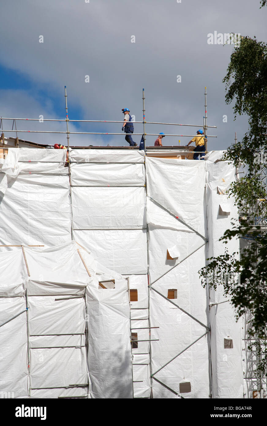 Finnish construction workers at rooftop , Finland Stock Photo - Alamy