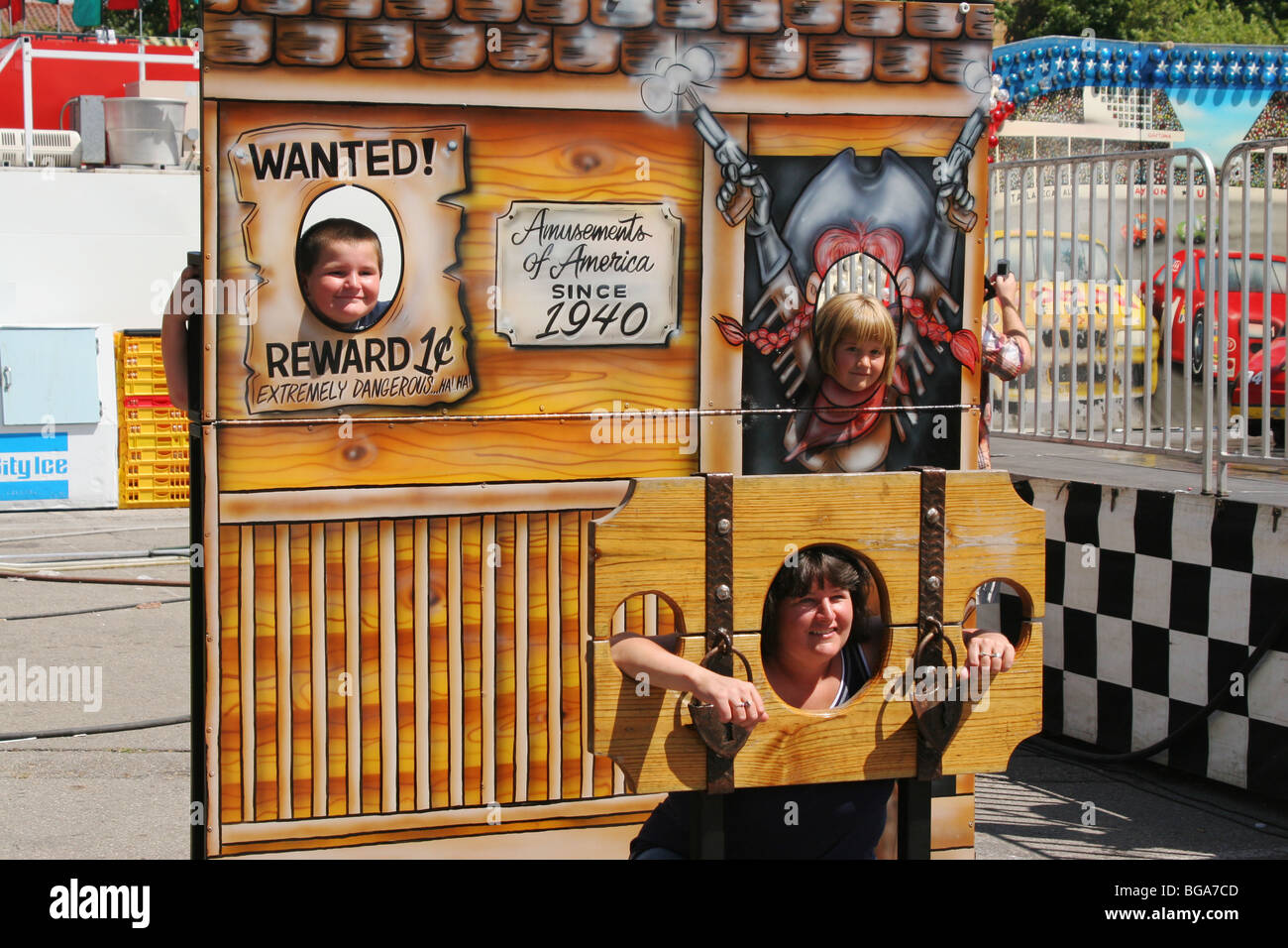 Wild West Family Photo with Wanted Poster and Person in Stocks Stock ...