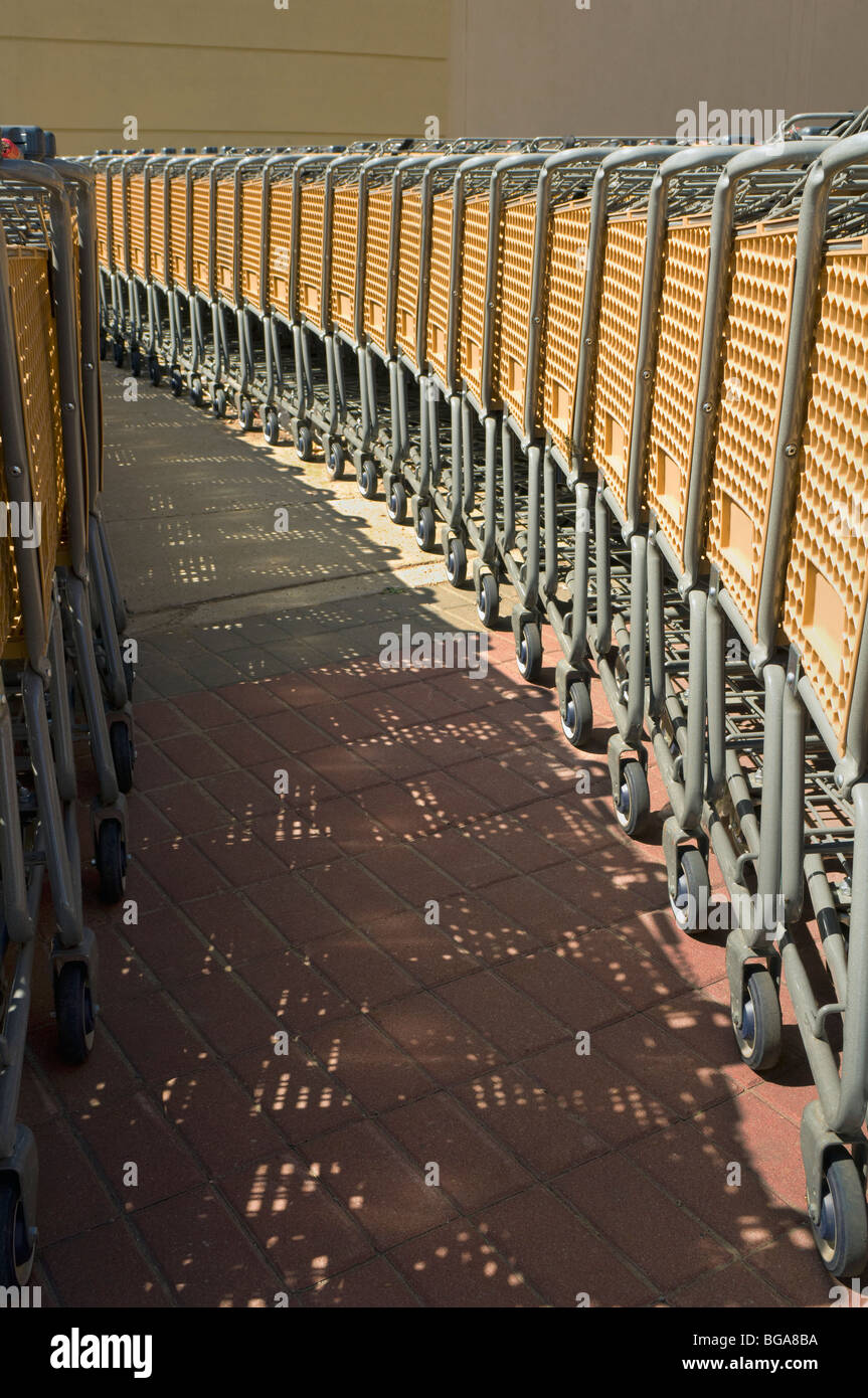 Rows of shopping carts Stock Photo - Alamy