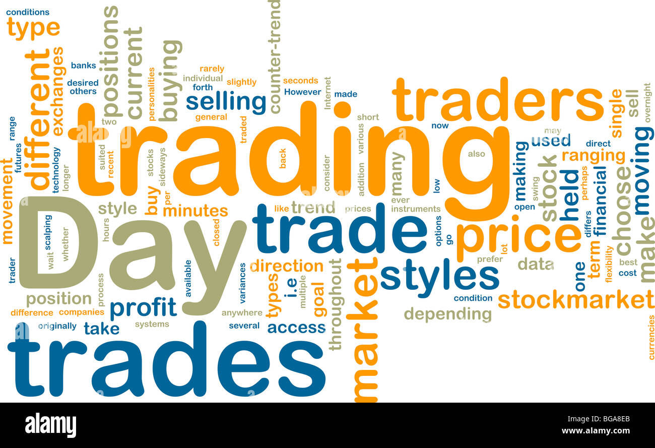 Word cloud tags concept illustration of day trading Stock Photo - Alamy