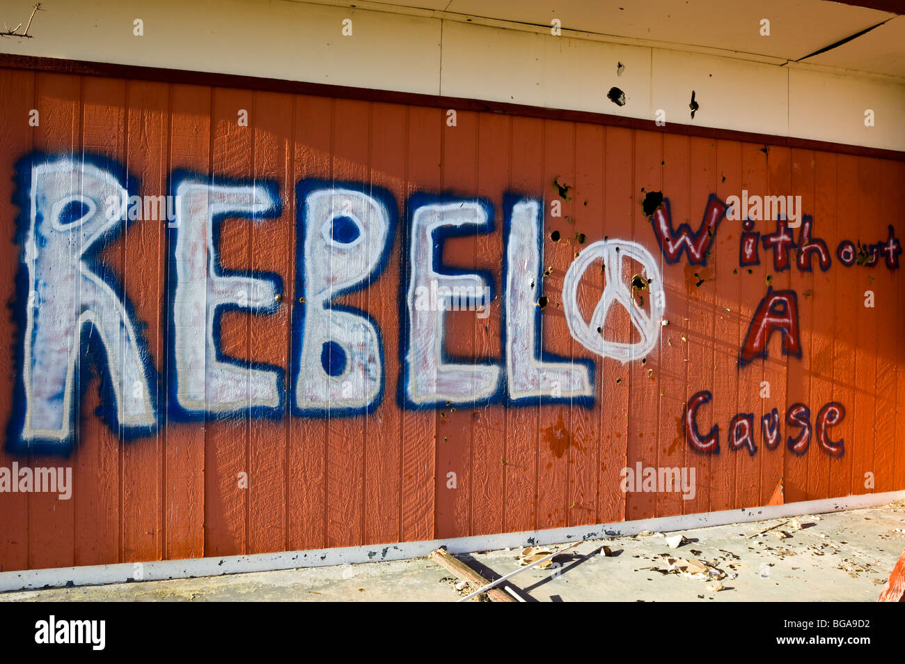 Graffiti on an abandoned building in the ghost town of Two Guns ...