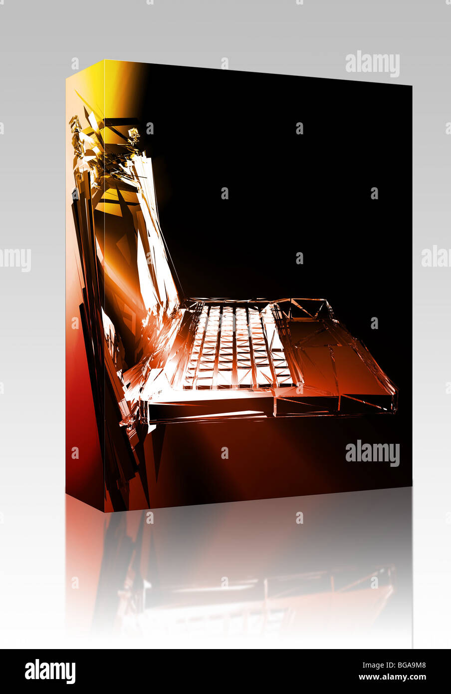 Software package box Computer technology failure with broken notebook ...