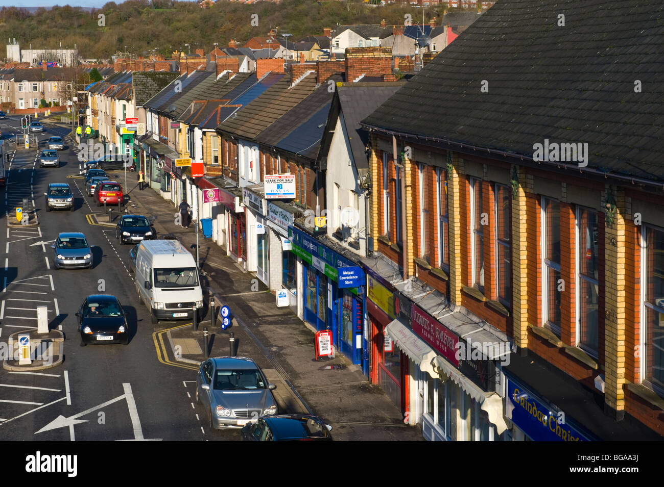 Local shopping area of Malpas Road in Newport South Wales UK Stock ...