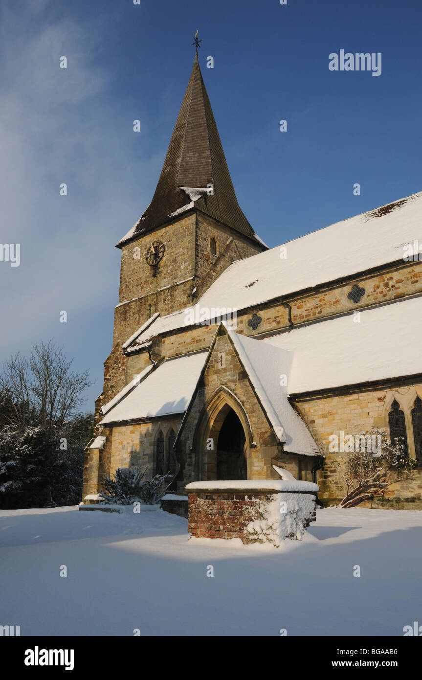View of Old Heathfield Church, East Sussex, in the snow Stock Photo - Alamy