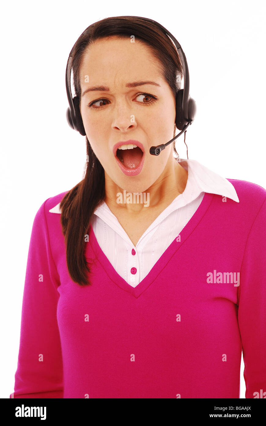 Call centre worker unhappy hi-res stock photography and images - Alamy