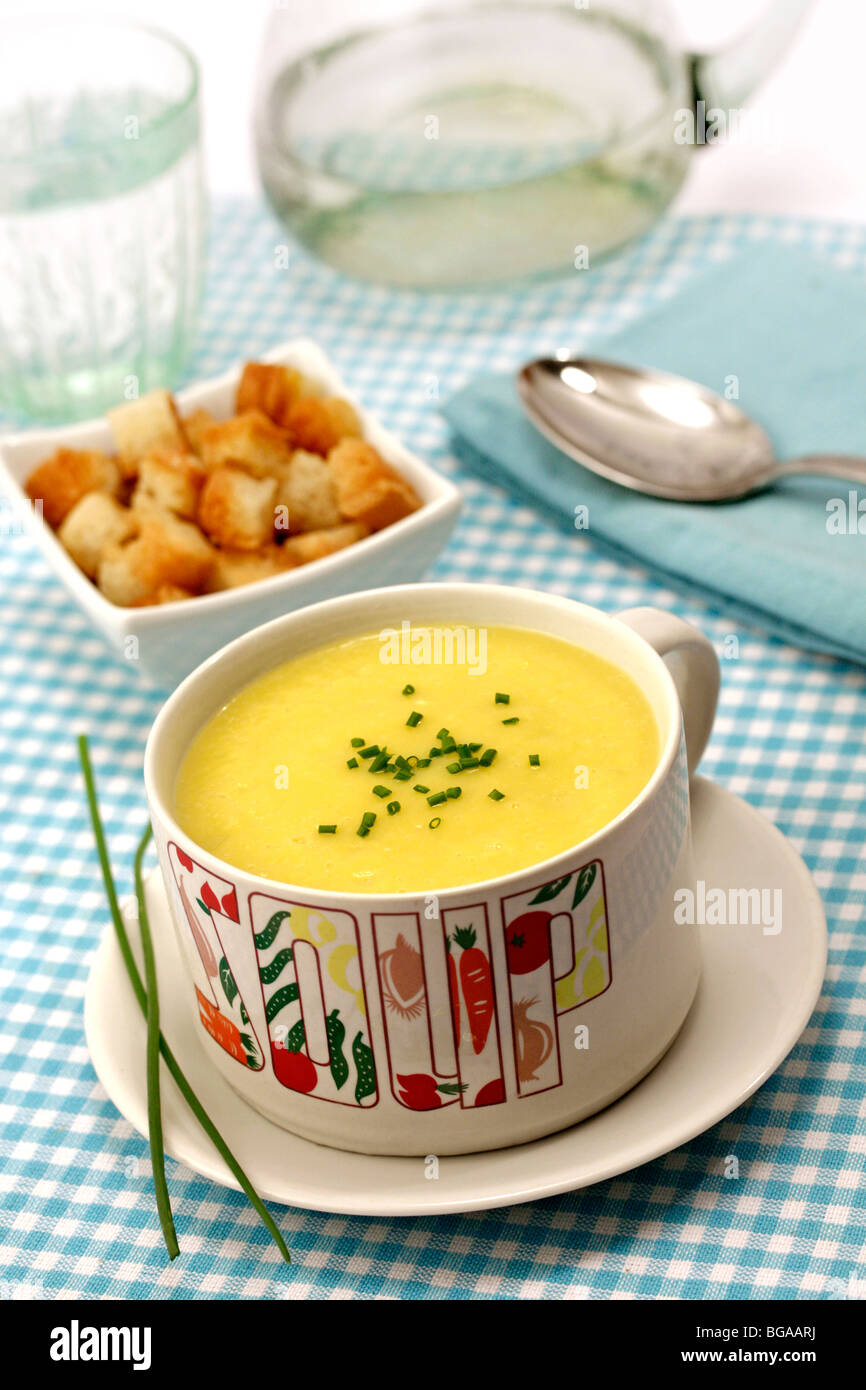 Light soup of pumpkin and leek. Recipe available Stock Photo - Alamy