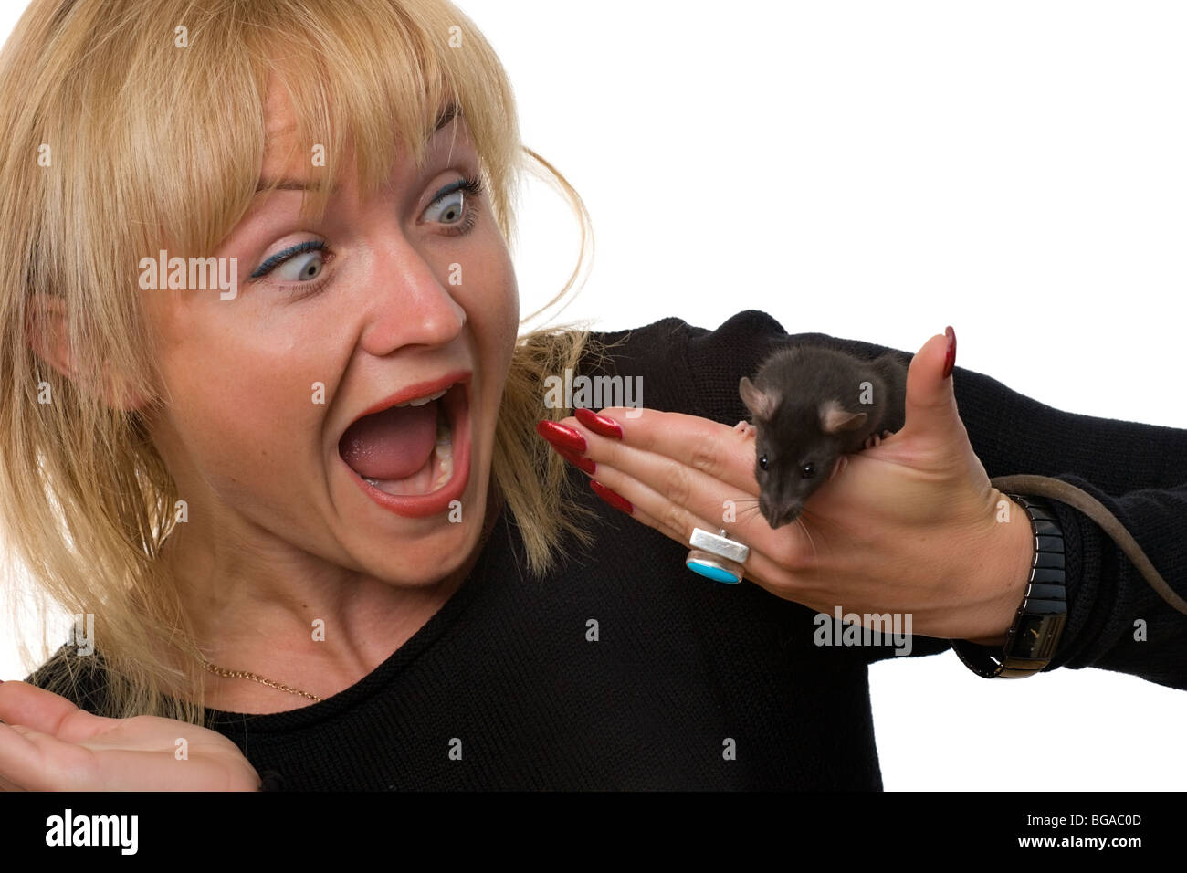 Woman scared mouse hi-res stock photography and images - Alamy