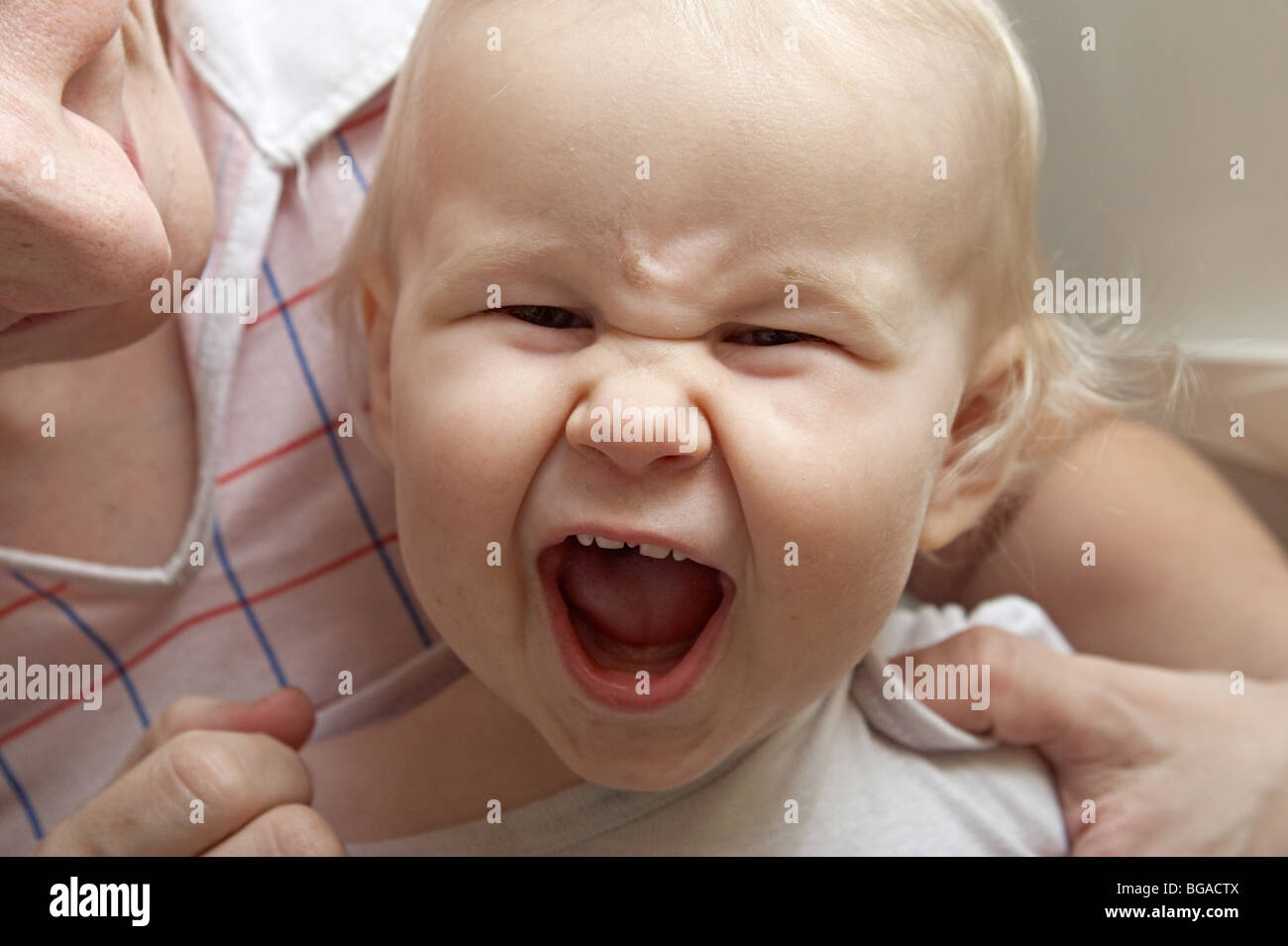 close-up portrait of happy smiling baby on white background Stock Photo ...