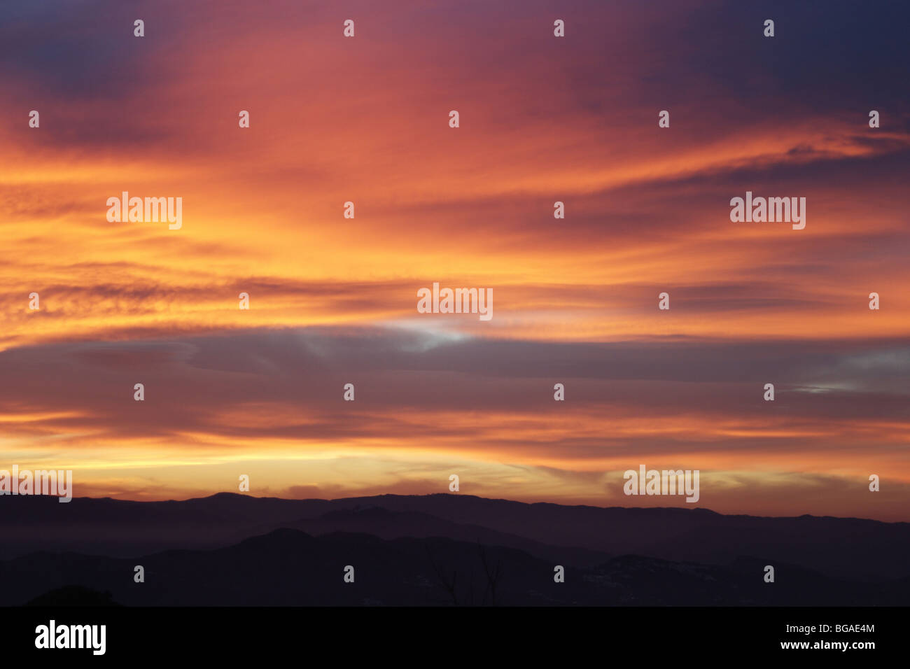 Sun set with colourful colorful sky Stock Photo - Alamy