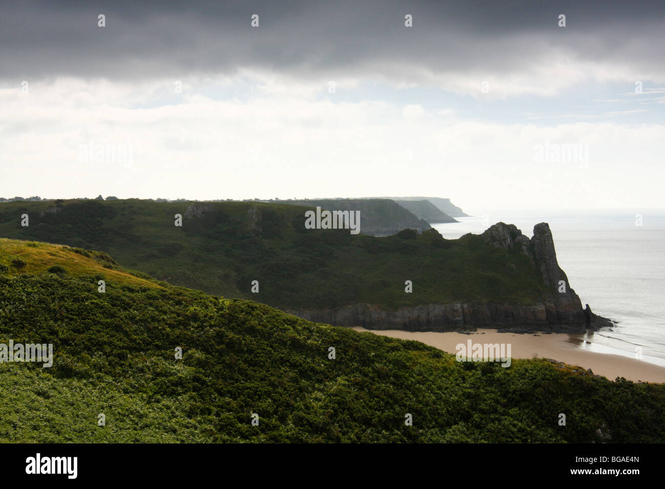 Looking East towards Great Tor, with Pennard Cliffs beyond, Gower ...