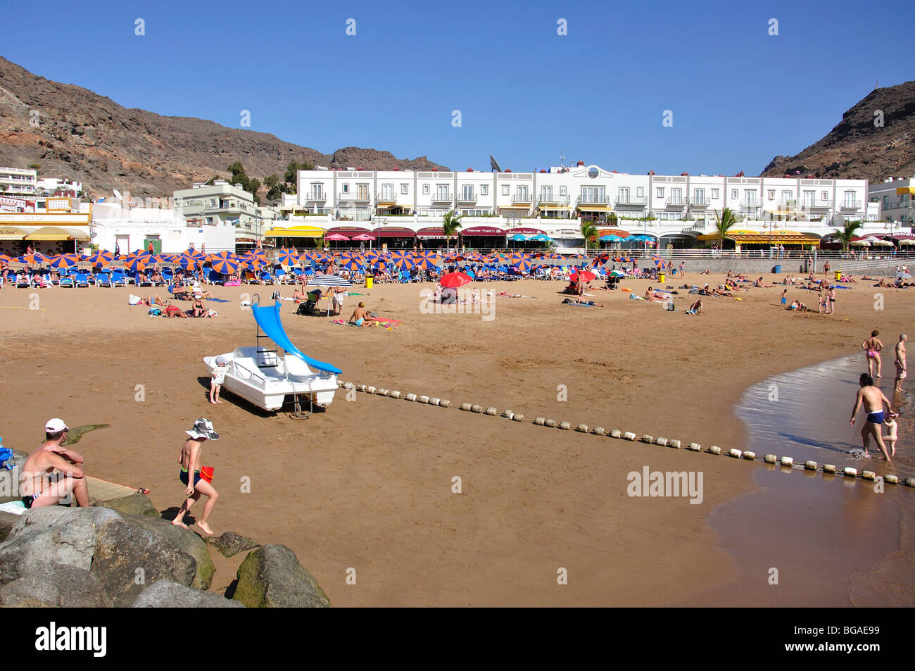 Beach view, Playa de Mogan, Puerto de Mogan, Mogan Municipality, Gran ...