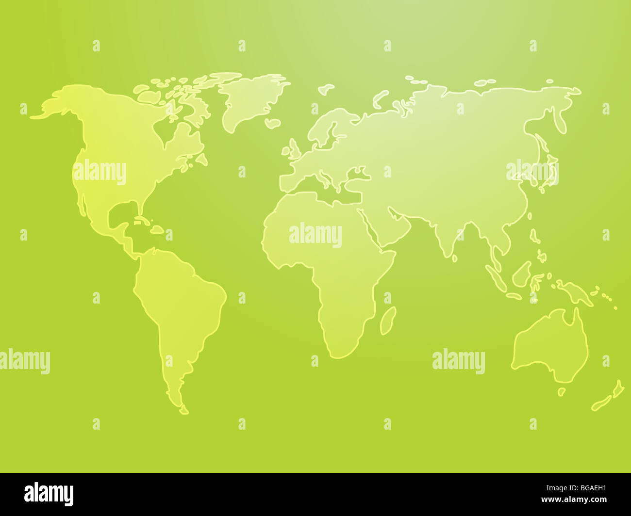 Map of the world illustration, simple outline on gradient color Stock ...