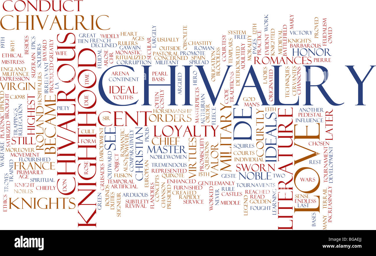 Word cloud concept illustration of chivalry knighthood Stock Photo - Alamy