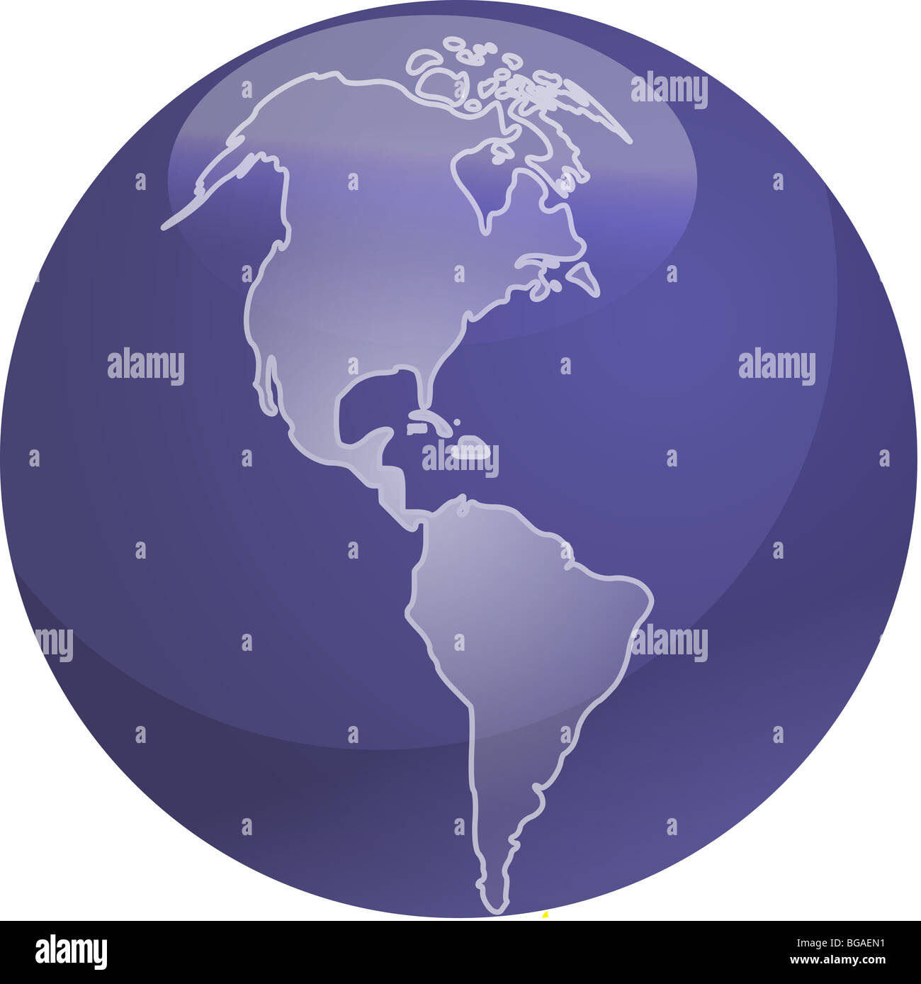 Map of the Americas on a glossy sphere Stock Photo - Alamy