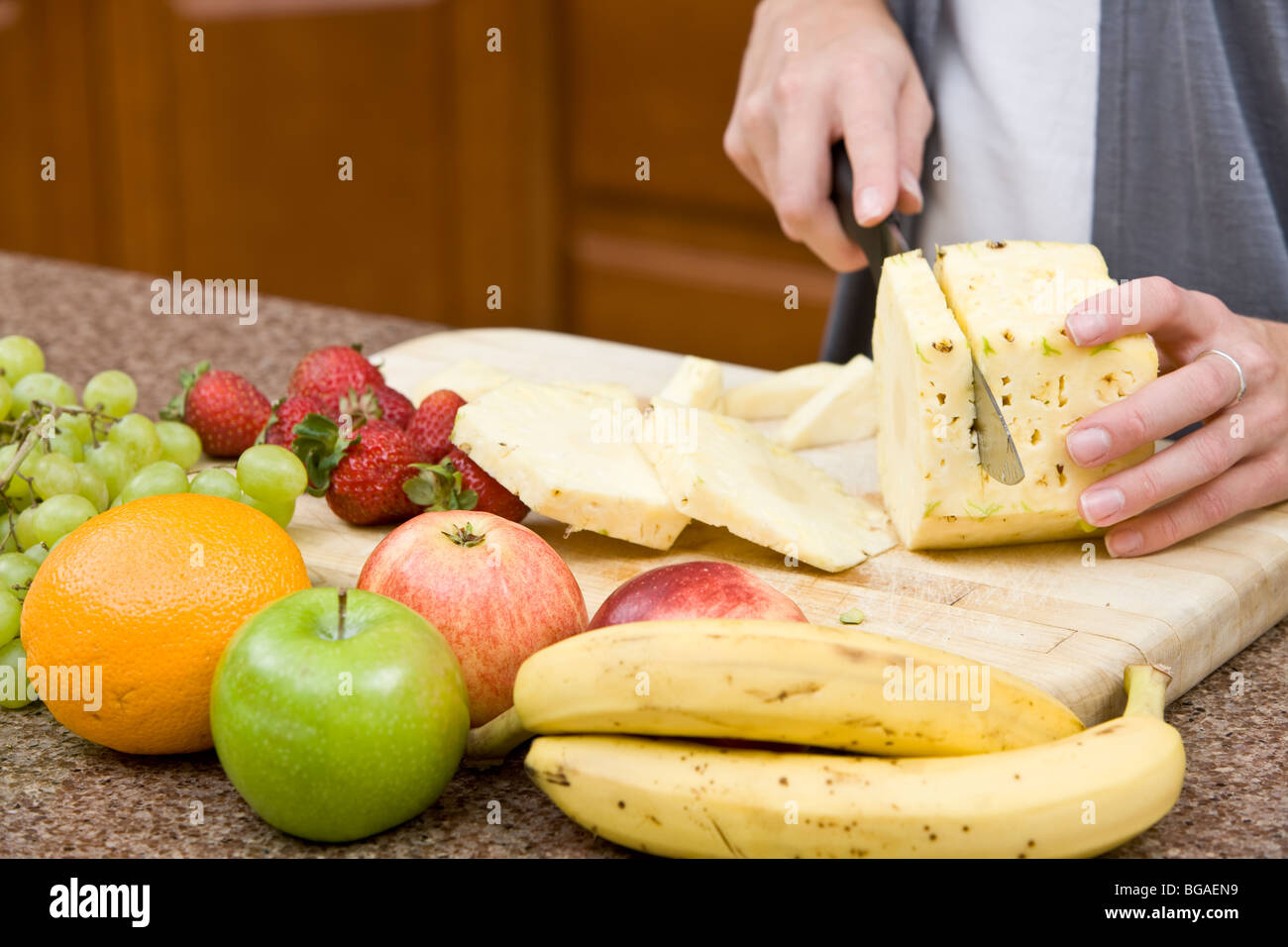 Preparing fruits and vegetables in the kitchen Stock Photo - Alamy