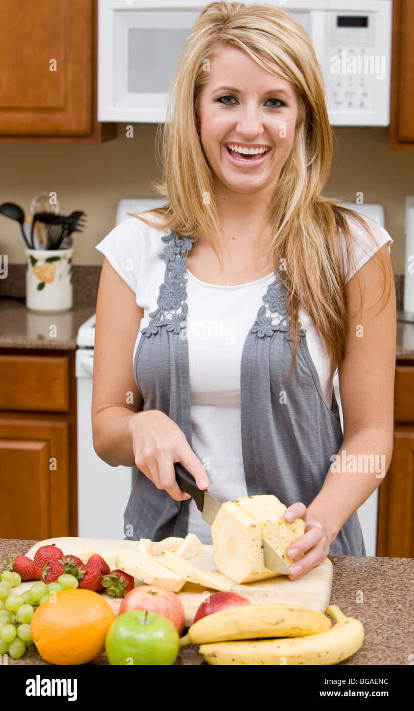 Preparing fruits and vegetables in the kitchen Stock Photo - Alamy
