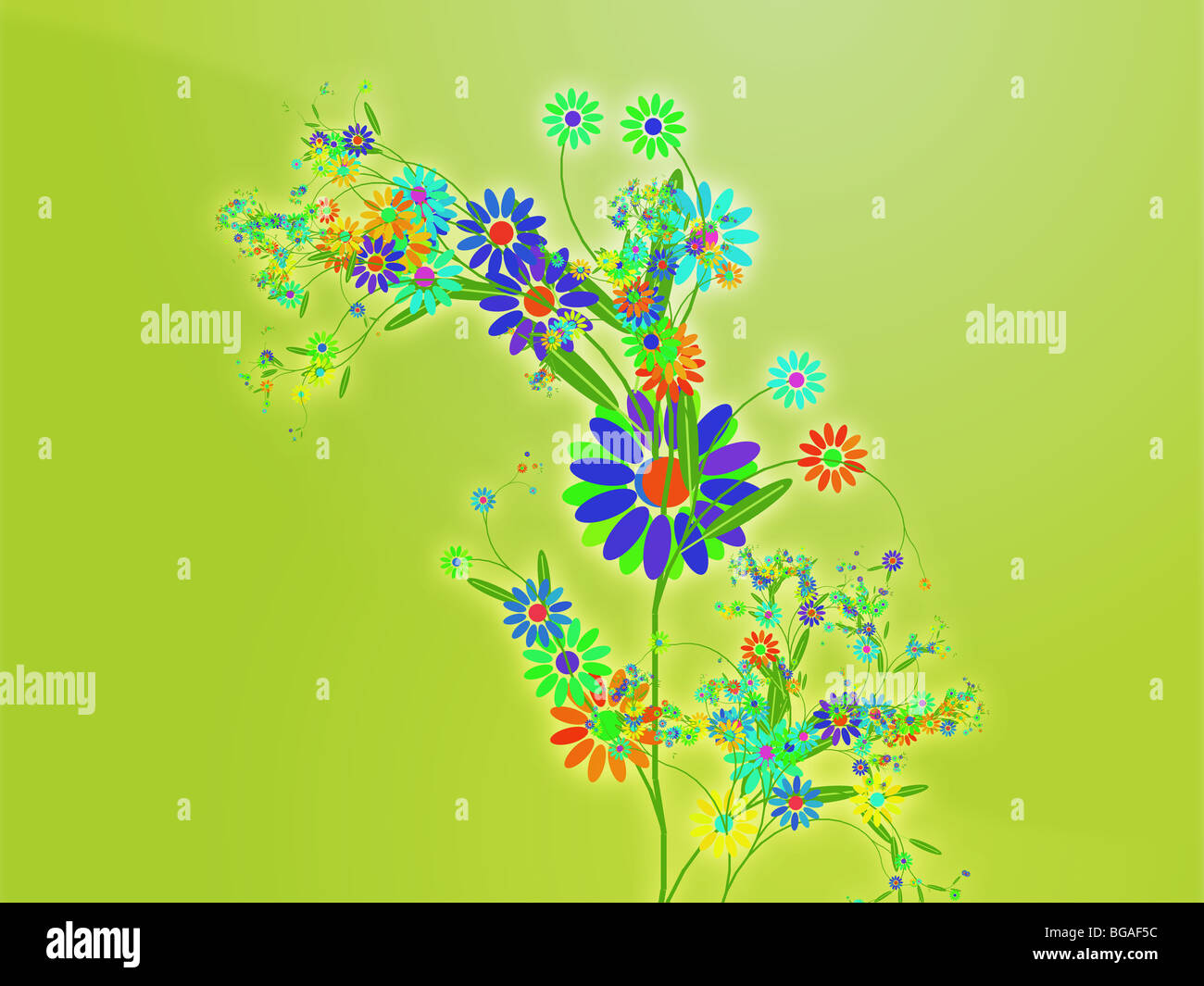 Floral nature themed design illustration with leaves and blossoms Stock ...