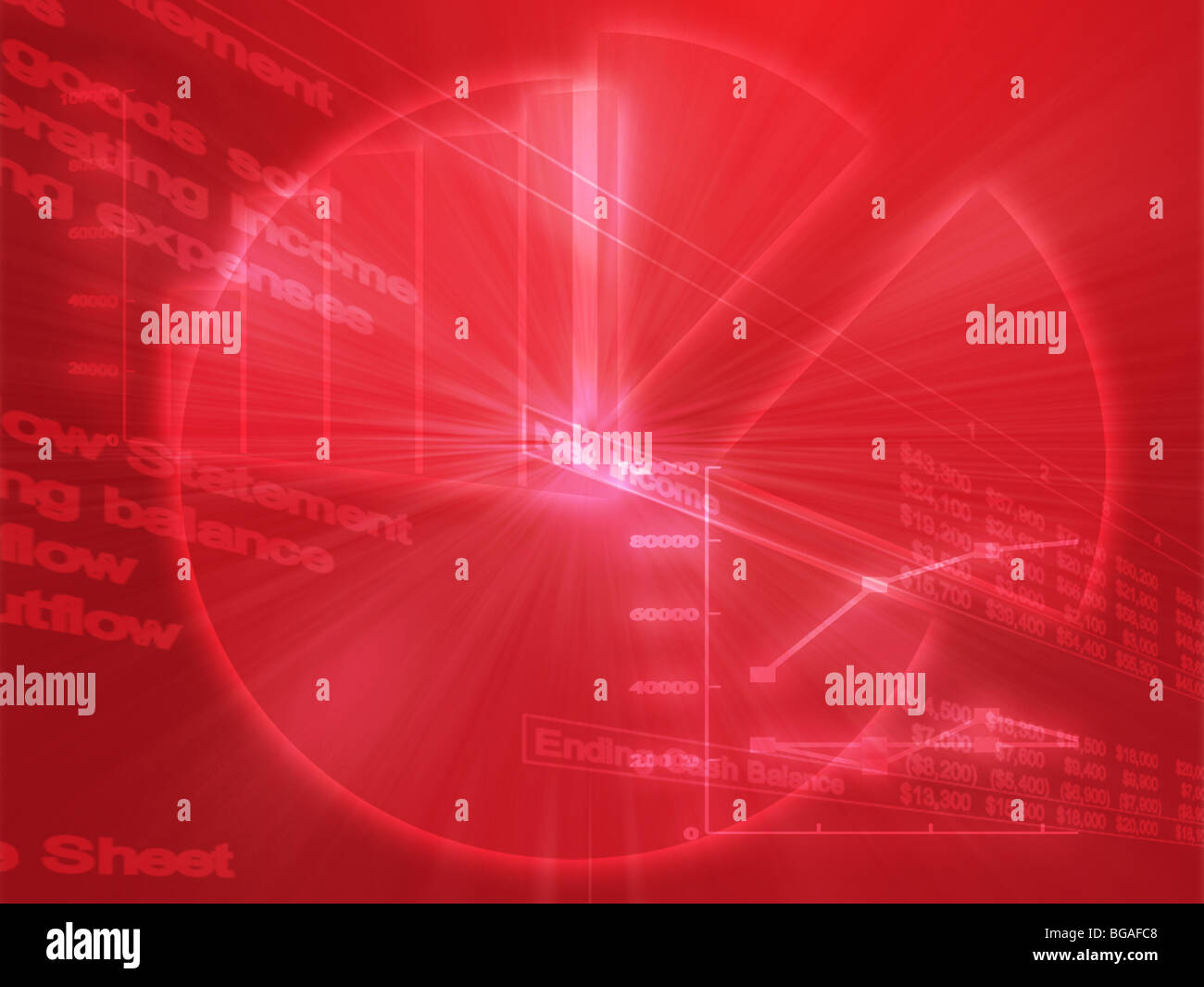 Illustration of Spreadsheet data and business charts in glowing ...