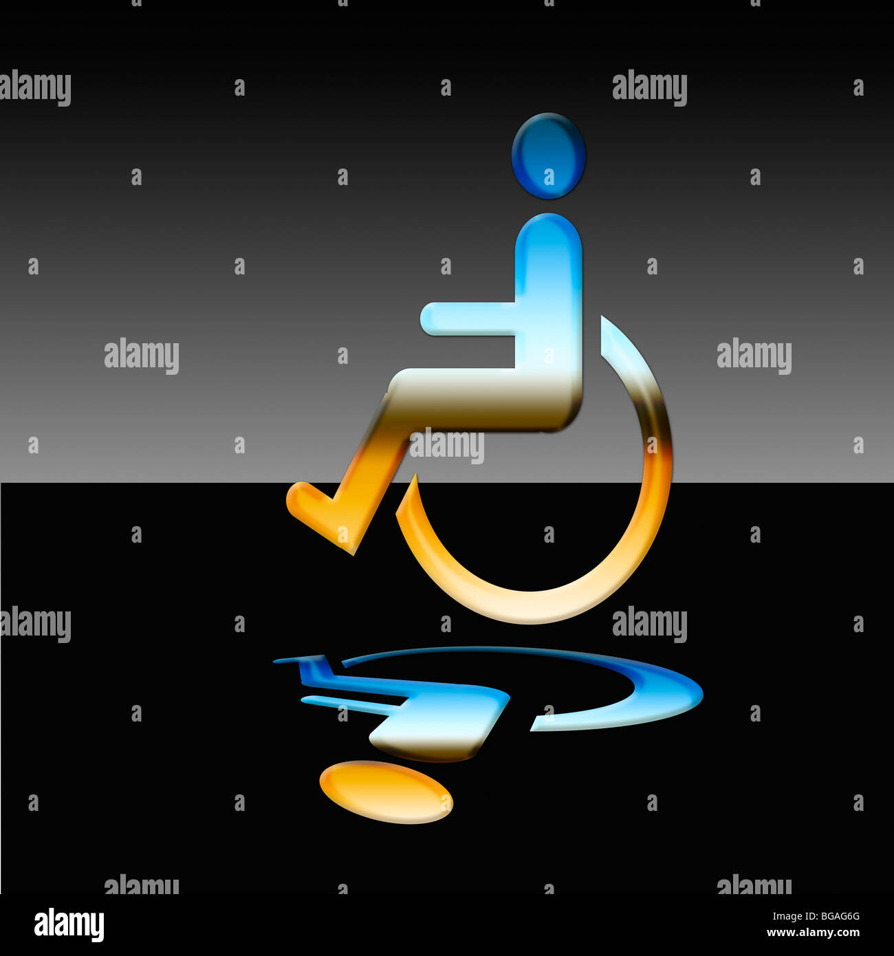 Coloured Disability Sign with Reflection Stock Photo - Alamy