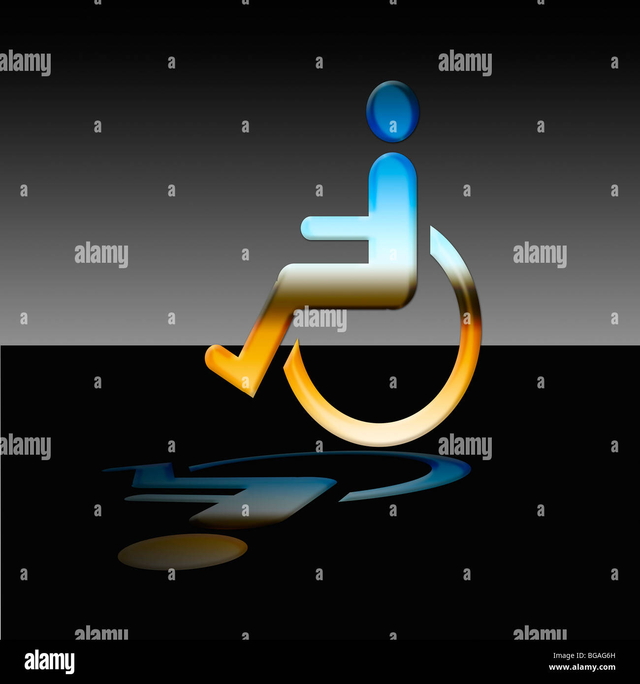 Coloured Disability Sign with reflection Stock Photo - Alamy