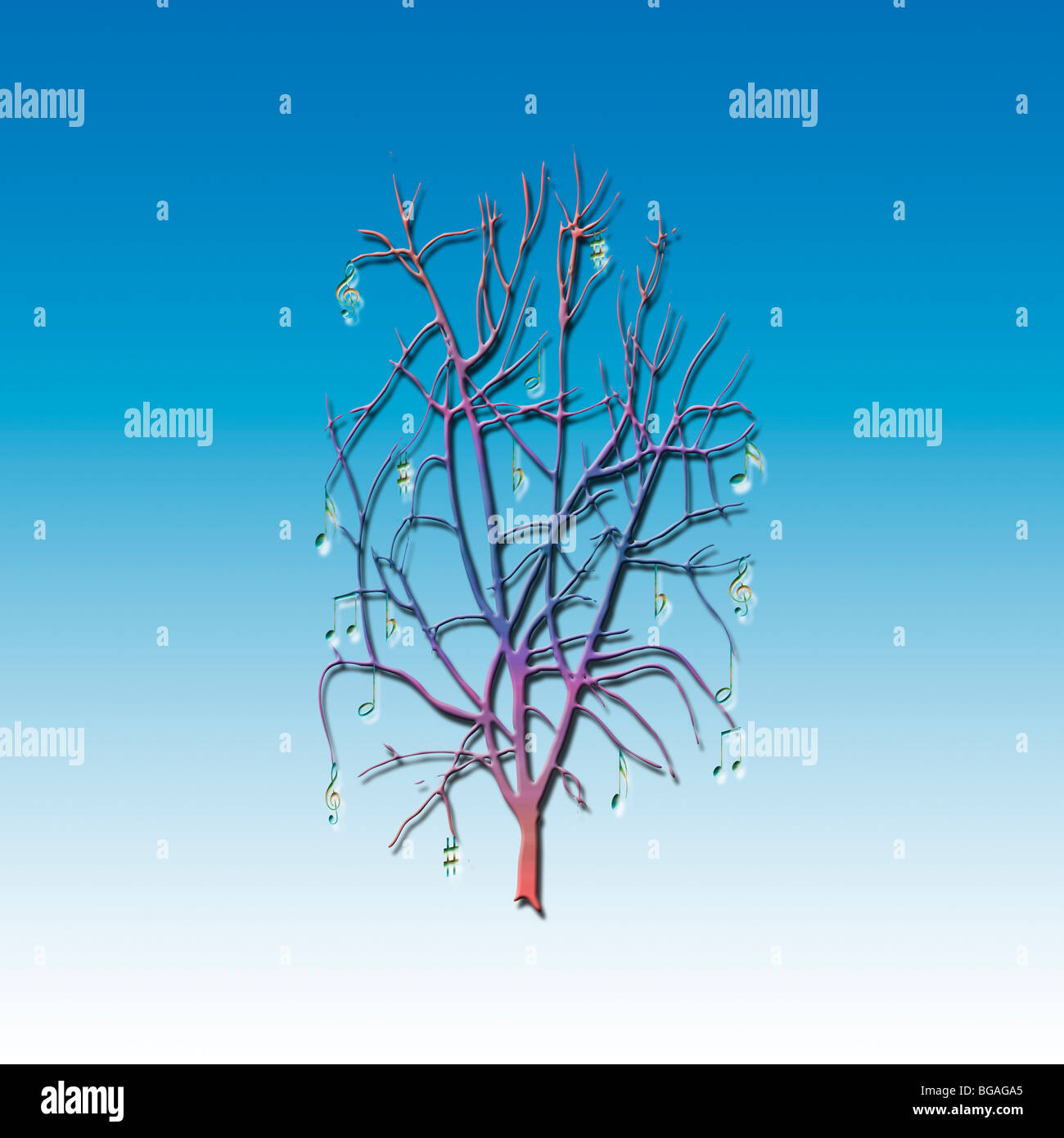 Conceptual Image of a Tree with Musical Notes on the Branches Stock ...