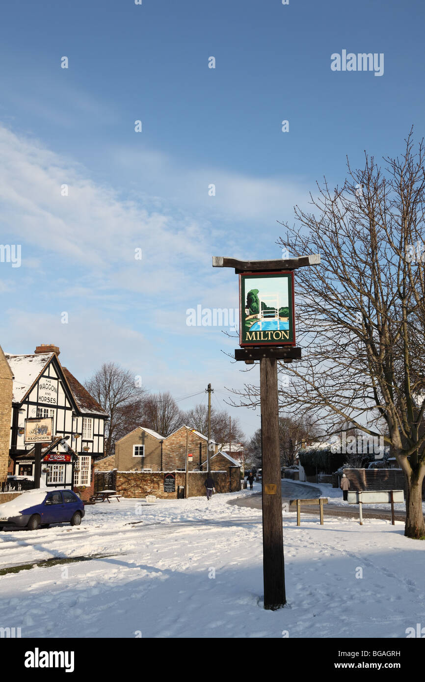 Village sign Milton Stock Photo - Alamy