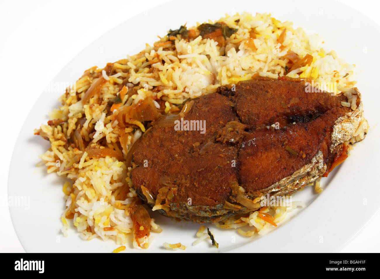 A plate of traditional Gulf Arab fish majboos, a mainstay of the Gulf ...