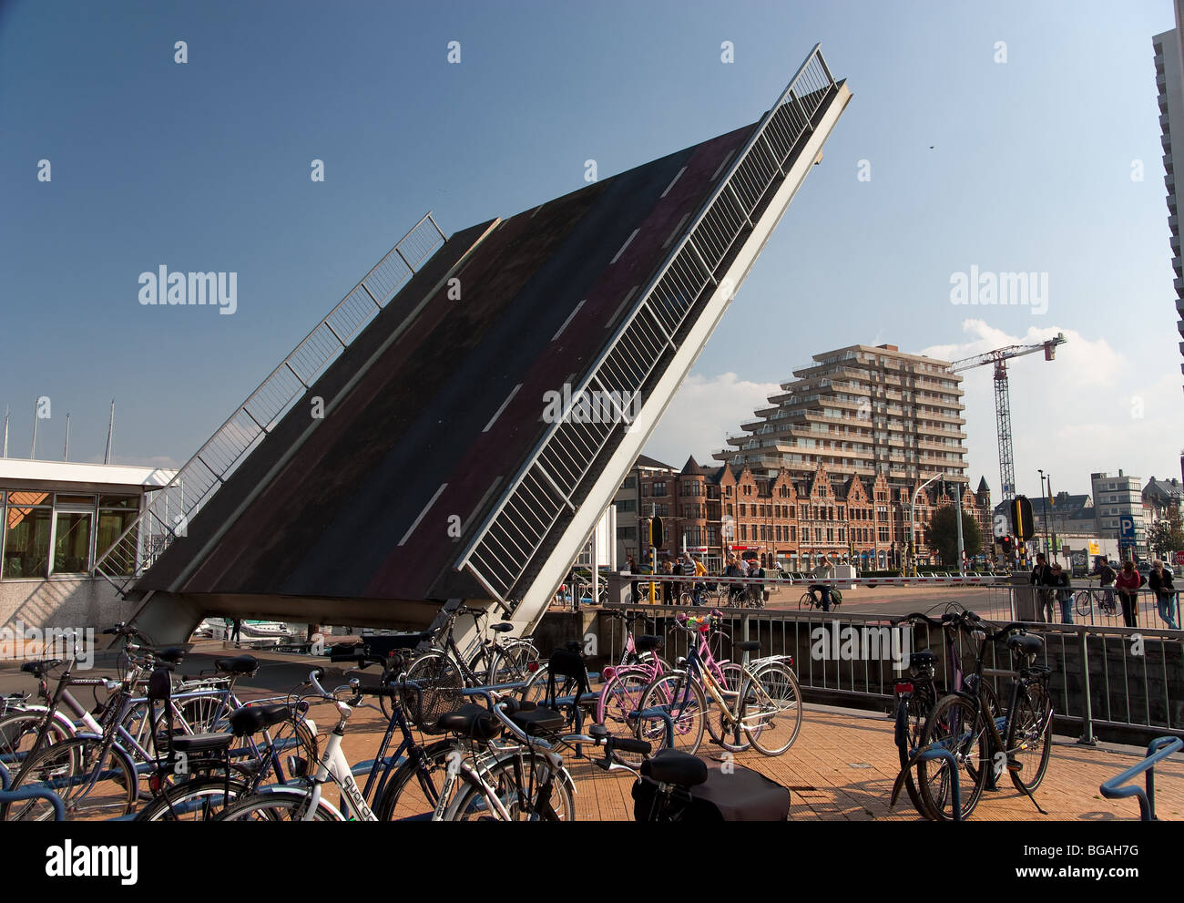 Bridge in Oostende port Stock Photo - Alamy