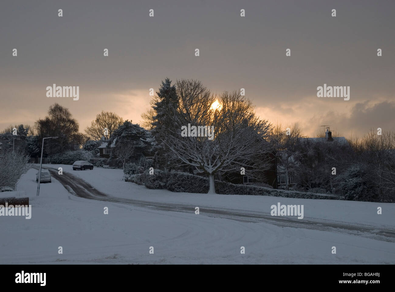 Picture snow in the early morning Stock Photo - Alamy