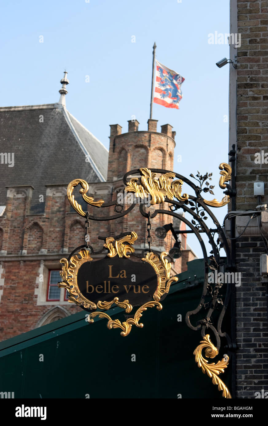 flanders city bruges brugge belgium ancient house flag symbol old ...