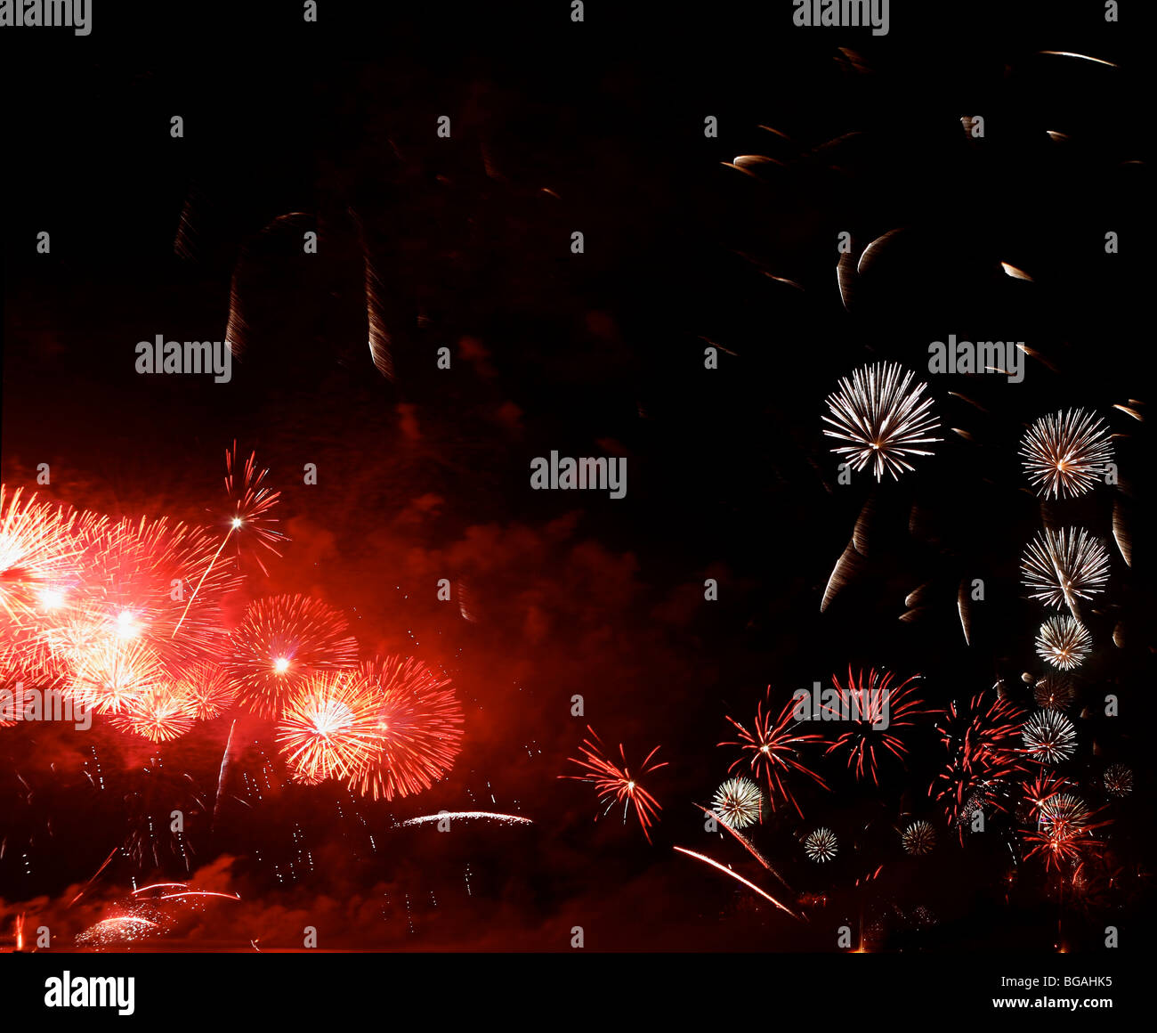 A fireworks celebration background, with handy space for text overlay ...