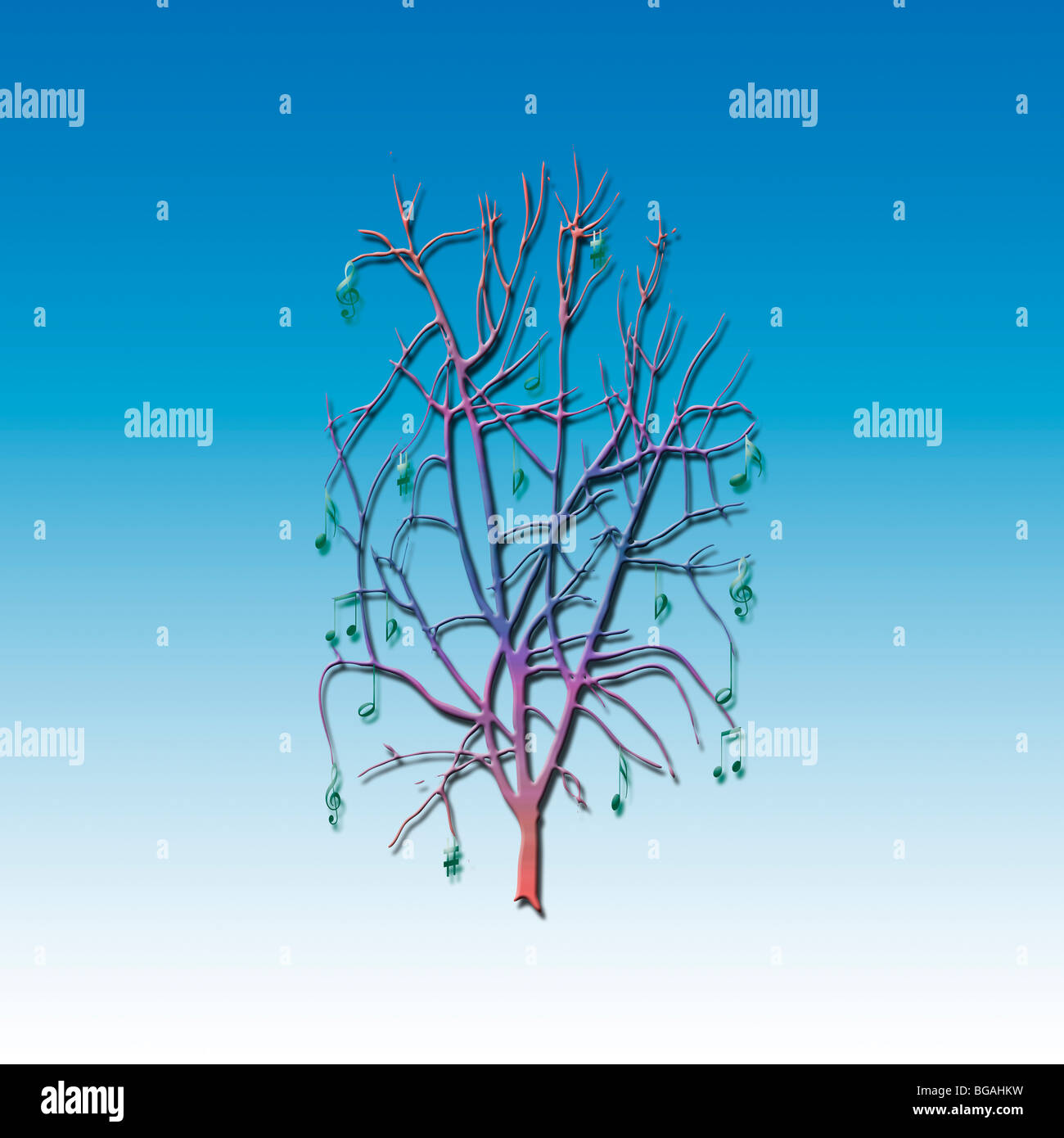 Conceptual Image of a Tree with Musical Notes on the Branches Stock ...