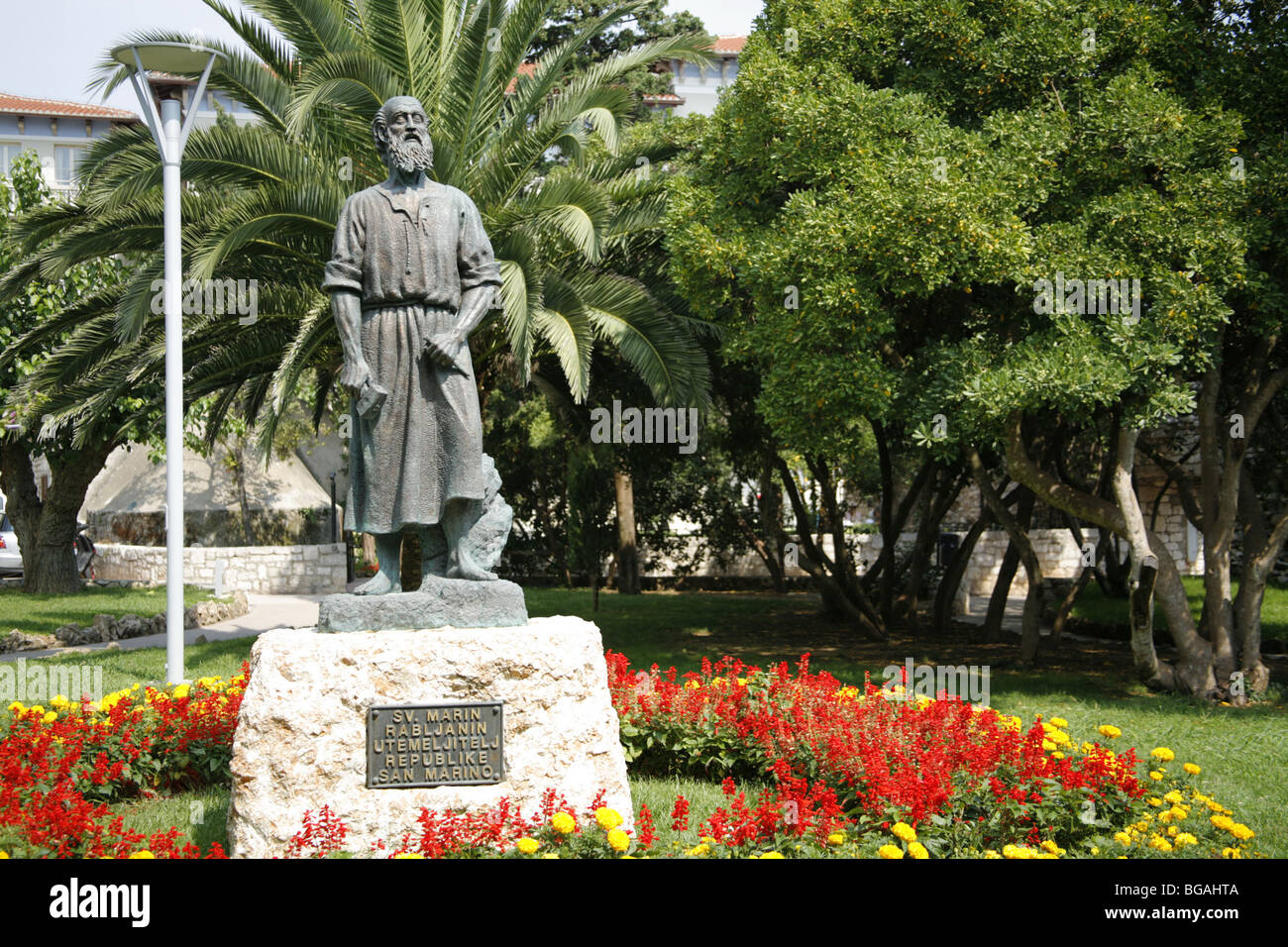 Croatia. Island Rab. City of Rab. Statue in the city park Stock Photo ...