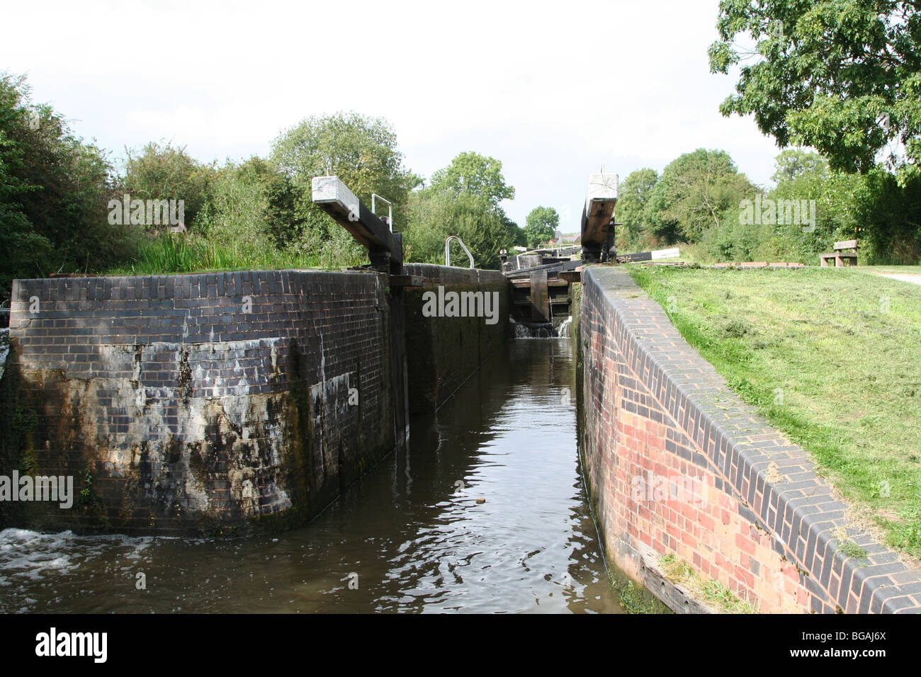 Entering a lock on a canal Stock Photo - Alamy