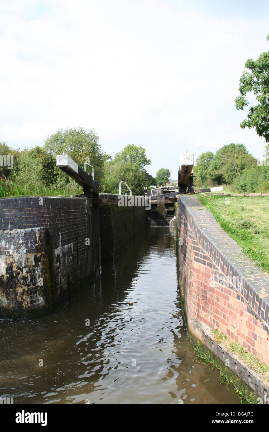 Entering a lock on canal Stock Photo - Alamy