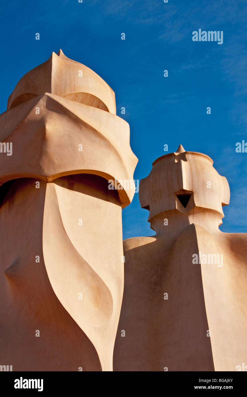 Antoni Gaudi sculpture on roof of La Pedrera Museum in Barcelona Stock ...