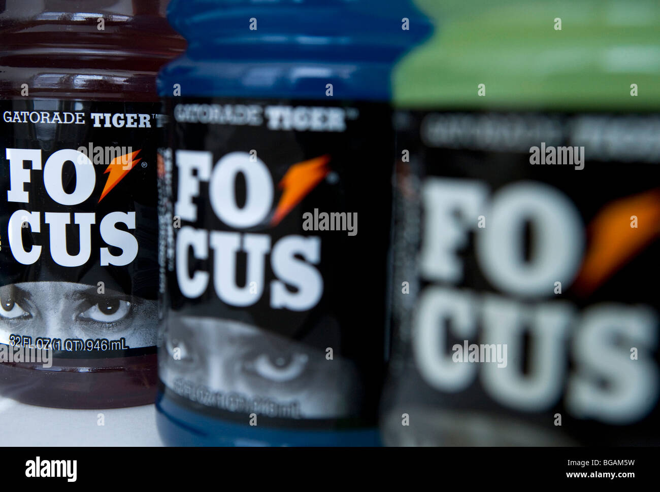 Bottles of the now discontinued Tiger Woods Gatorade drink Stock Photo ...