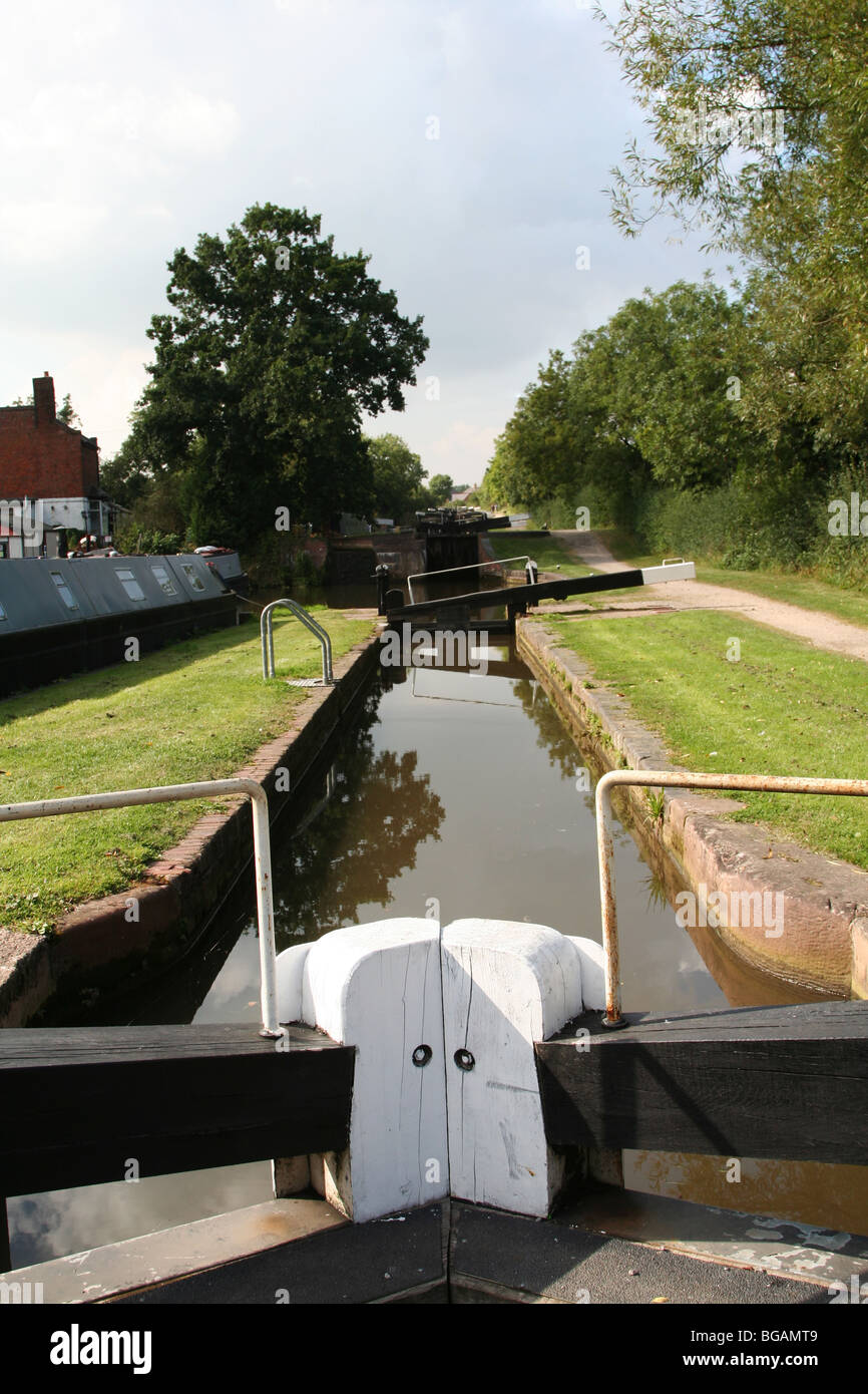 Entering a lock on canal Stock Photo - Alamy