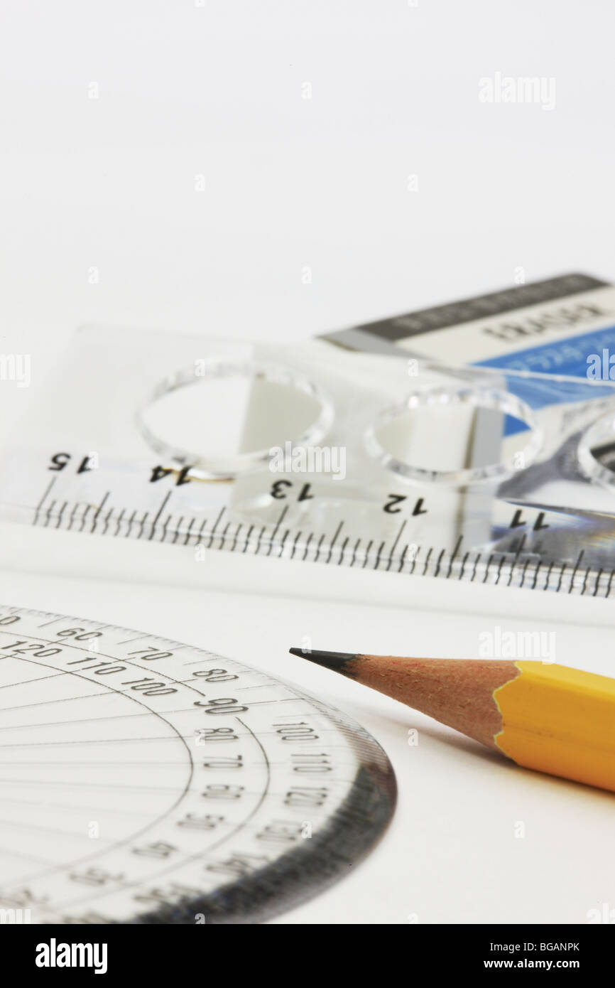 "Rulers,eraser and pencil Stock Photo - Alamy