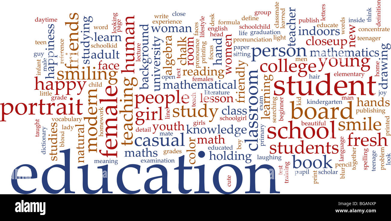 Word cloud concept illustration of education studies Stock Photo - Alamy