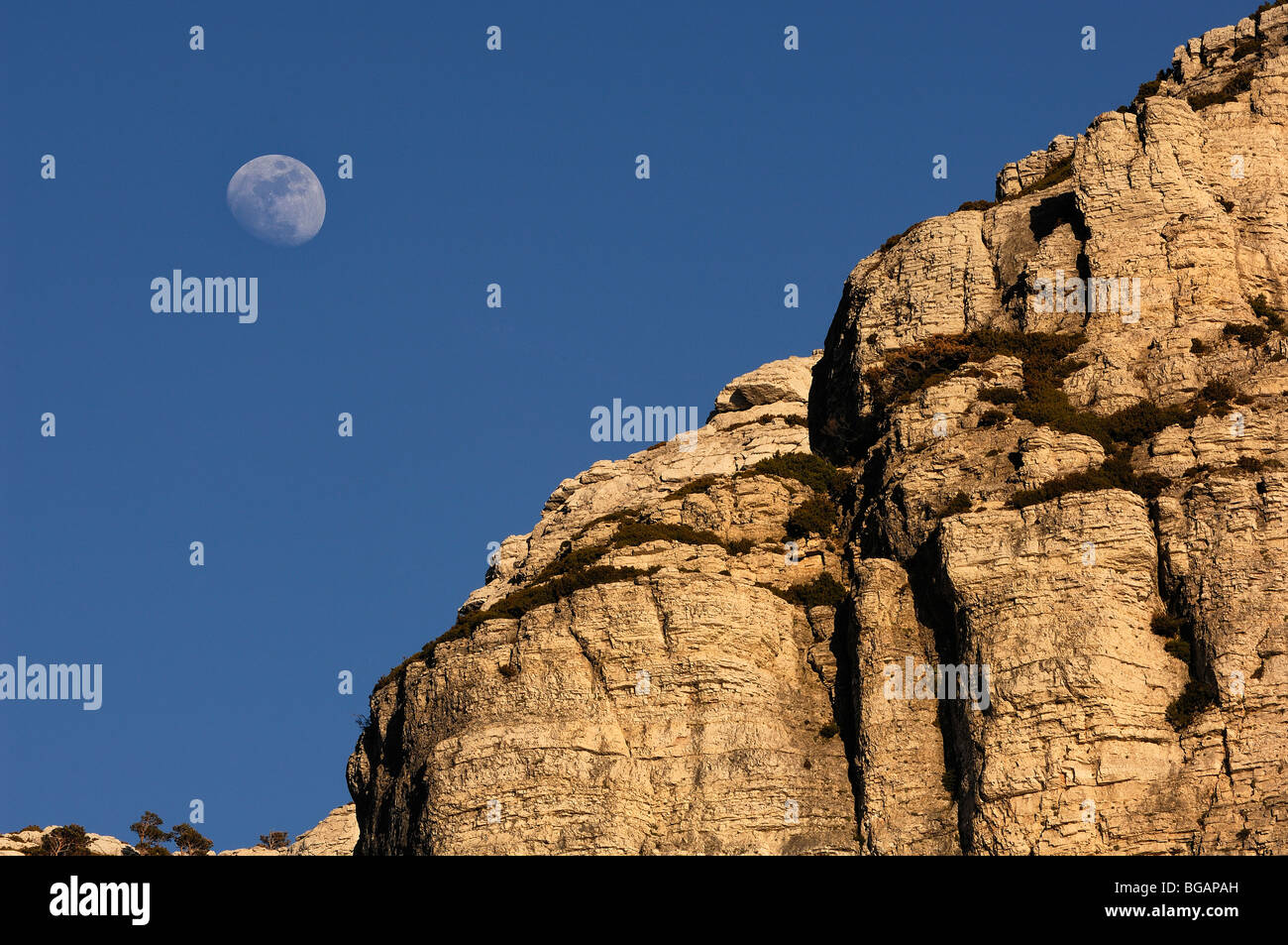 The Moon, at the afternoon, in El Port Nature Reserve Stock Photo - Alamy