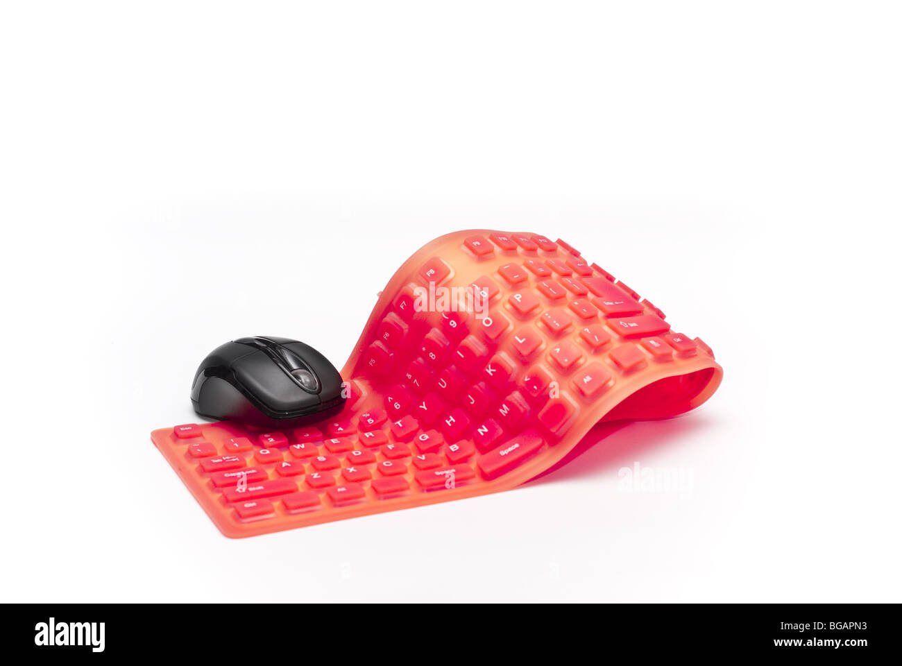 flexible computer keyboard with black mouse Stock Photo - Alamy