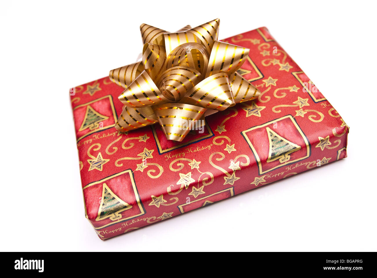 Christmas present gold bow Cut Out Stock Images & Pictures - Alamy