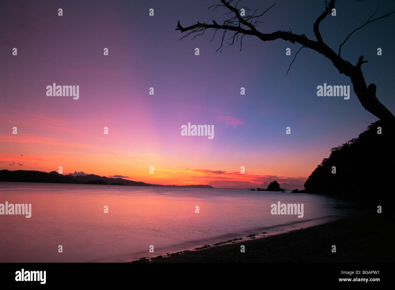A dramatic sunset in the Calamian Islands in the north of Palawan ...