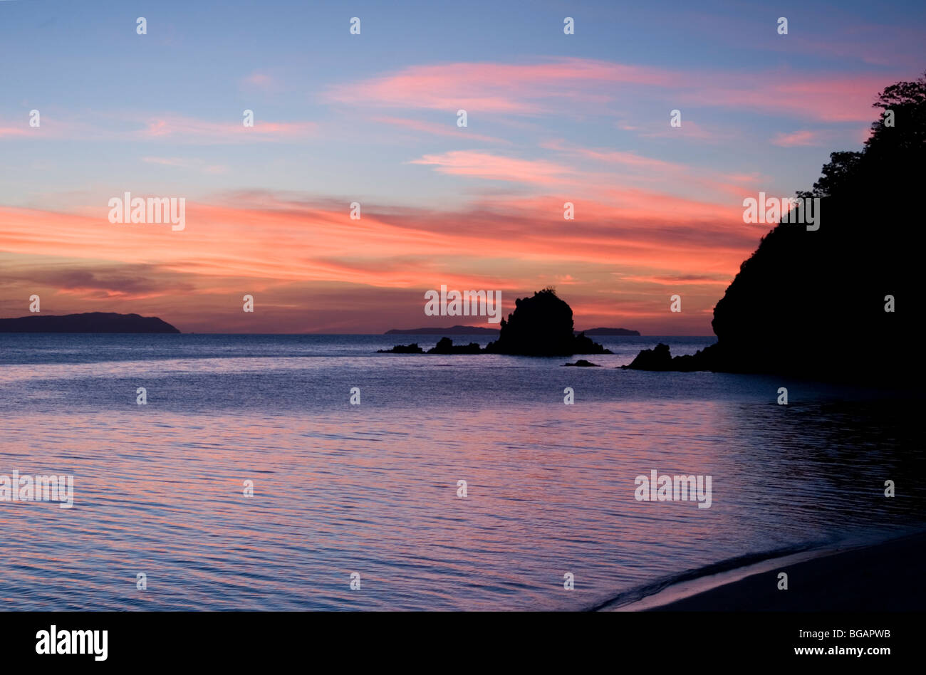 A dramatic sunset in the Calamian Islands in the north of Palawan ...
