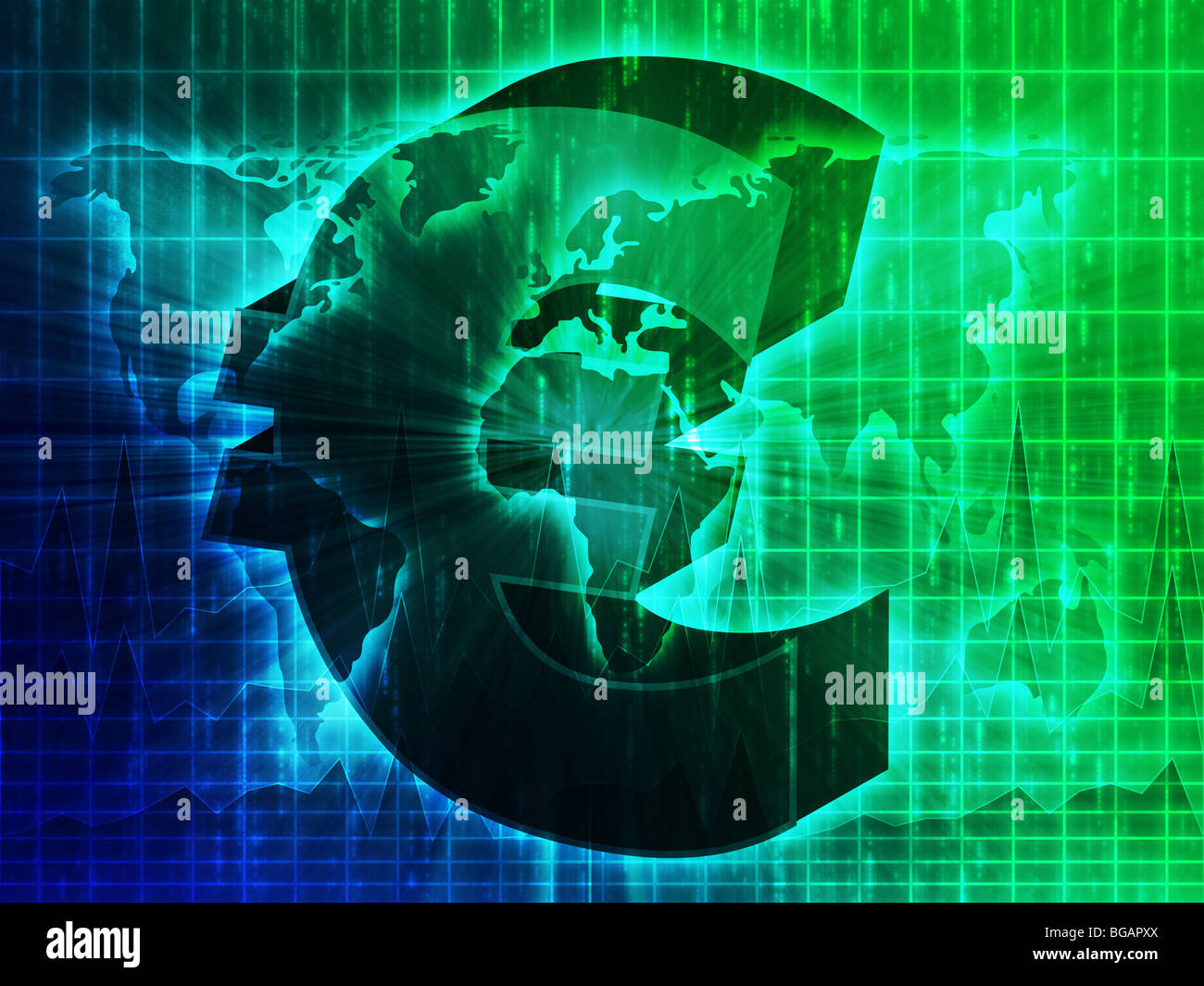 Euro currency symbol over world map illustration Stock Photo - Alamy