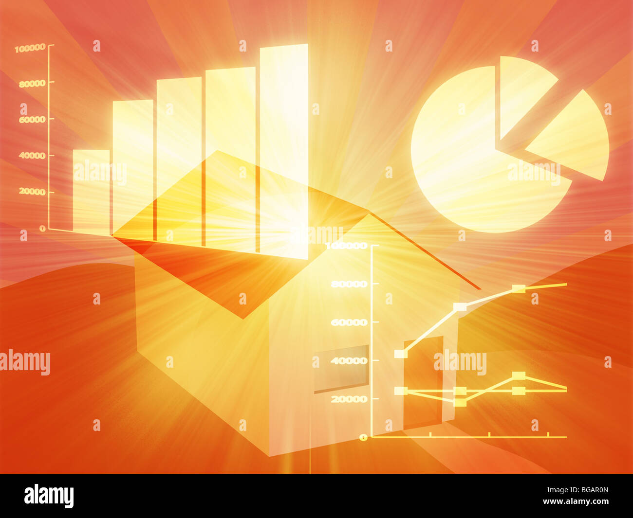 Financial charts with house, real estate analysis Stock Photo - Alamy
