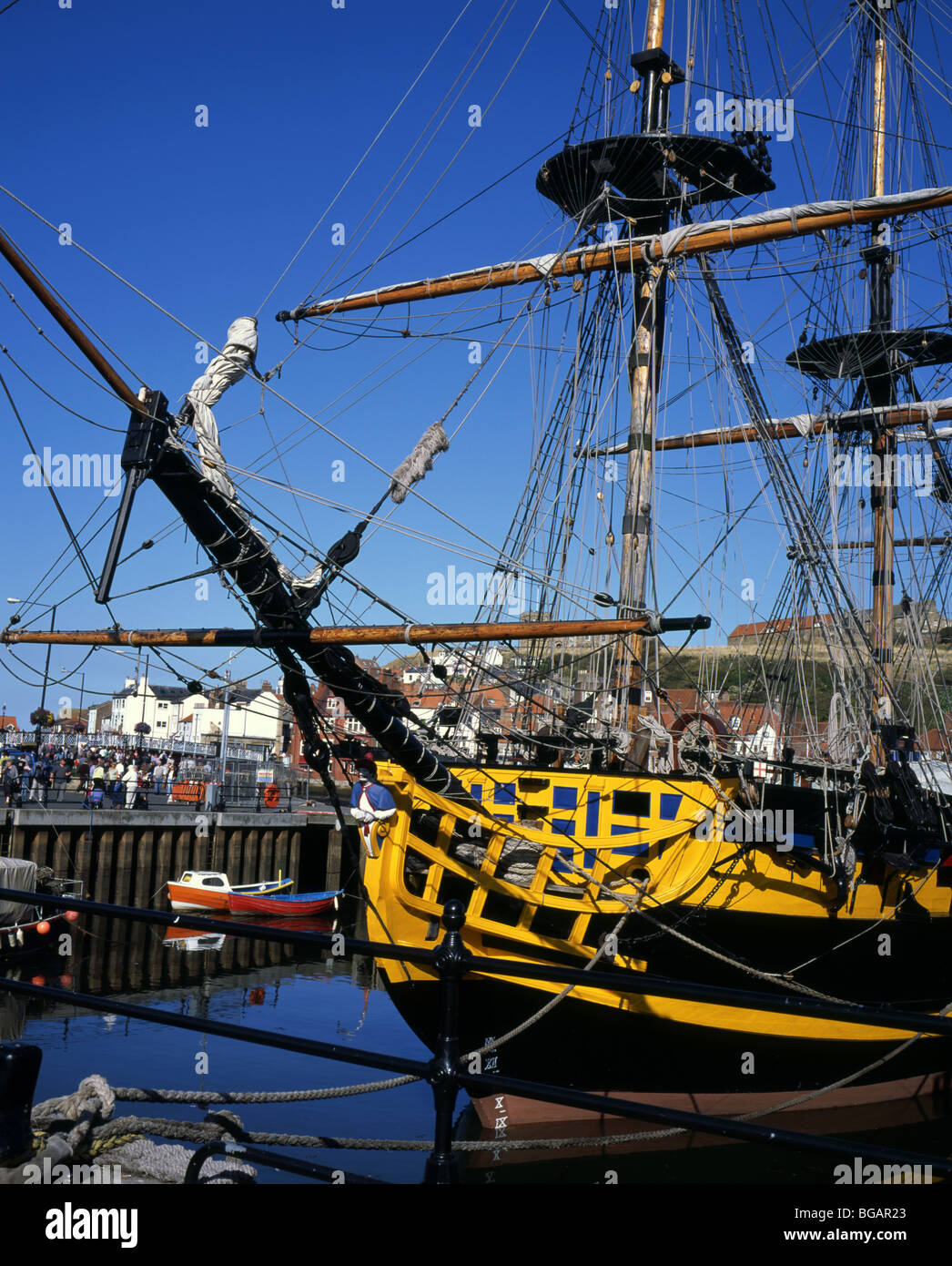 The bow Rigging and masts of the replica British Frigate Grand Turk ...