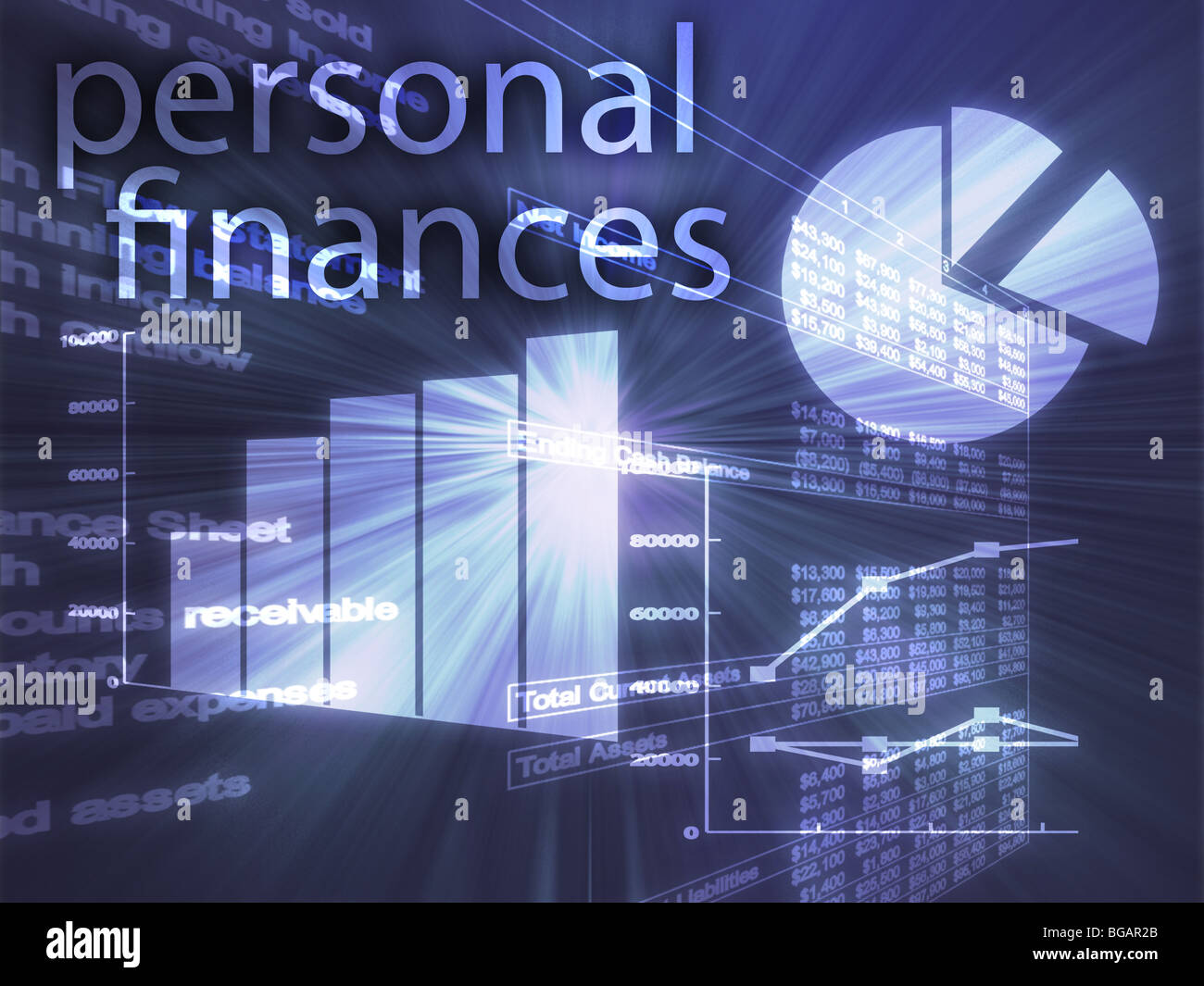 Personal finances illustration of Spreadsheet and business charts Stock ...
