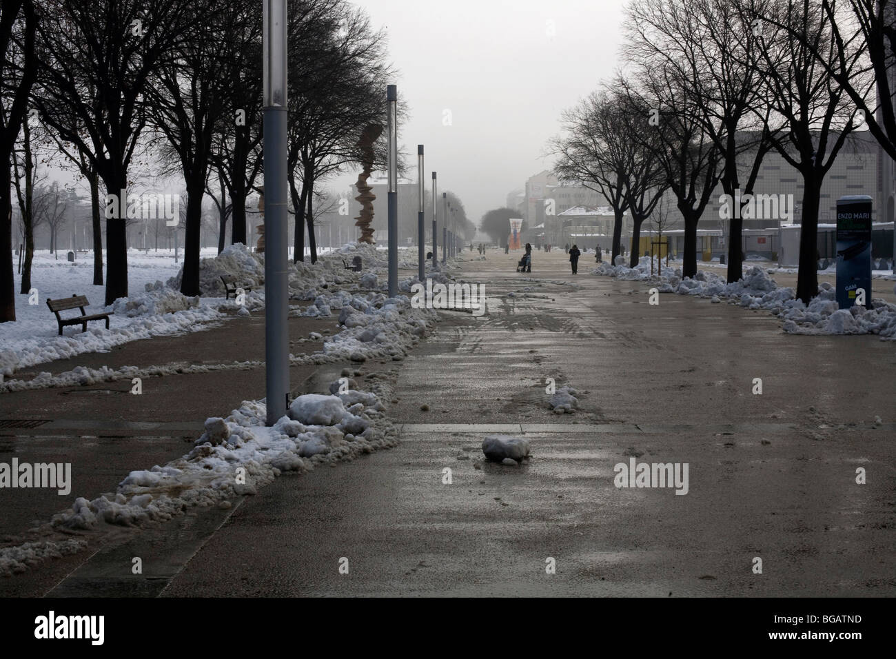 Pedestrian Walkway During Winter Snow Turin Italy Stock Photo - Alamy